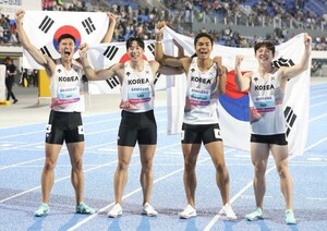 한국 육상 남자 400m 계주, 하계U대회 우승 '38초50'